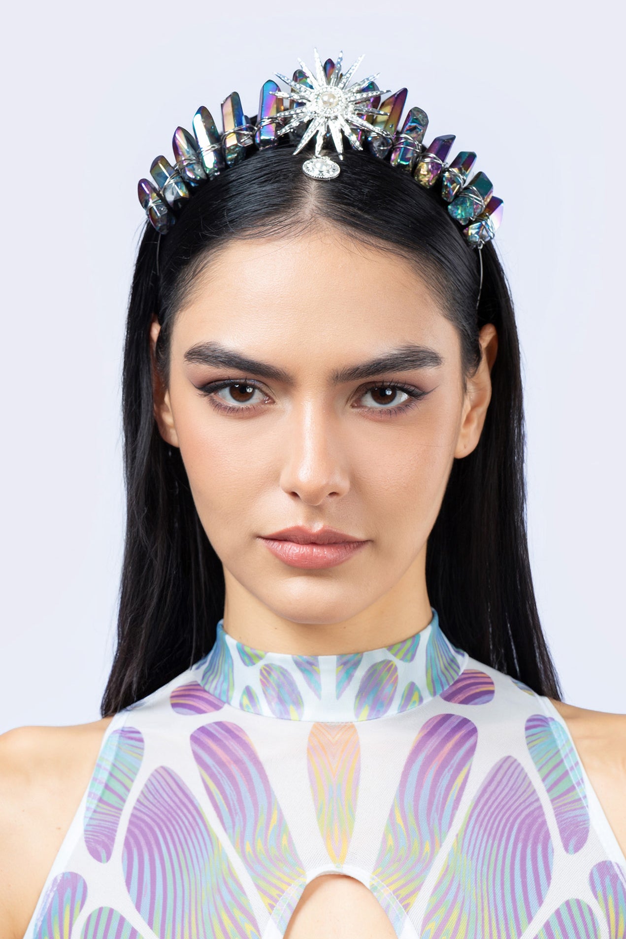 Regal Oil Slick Natural Stone Crown - BADINKA