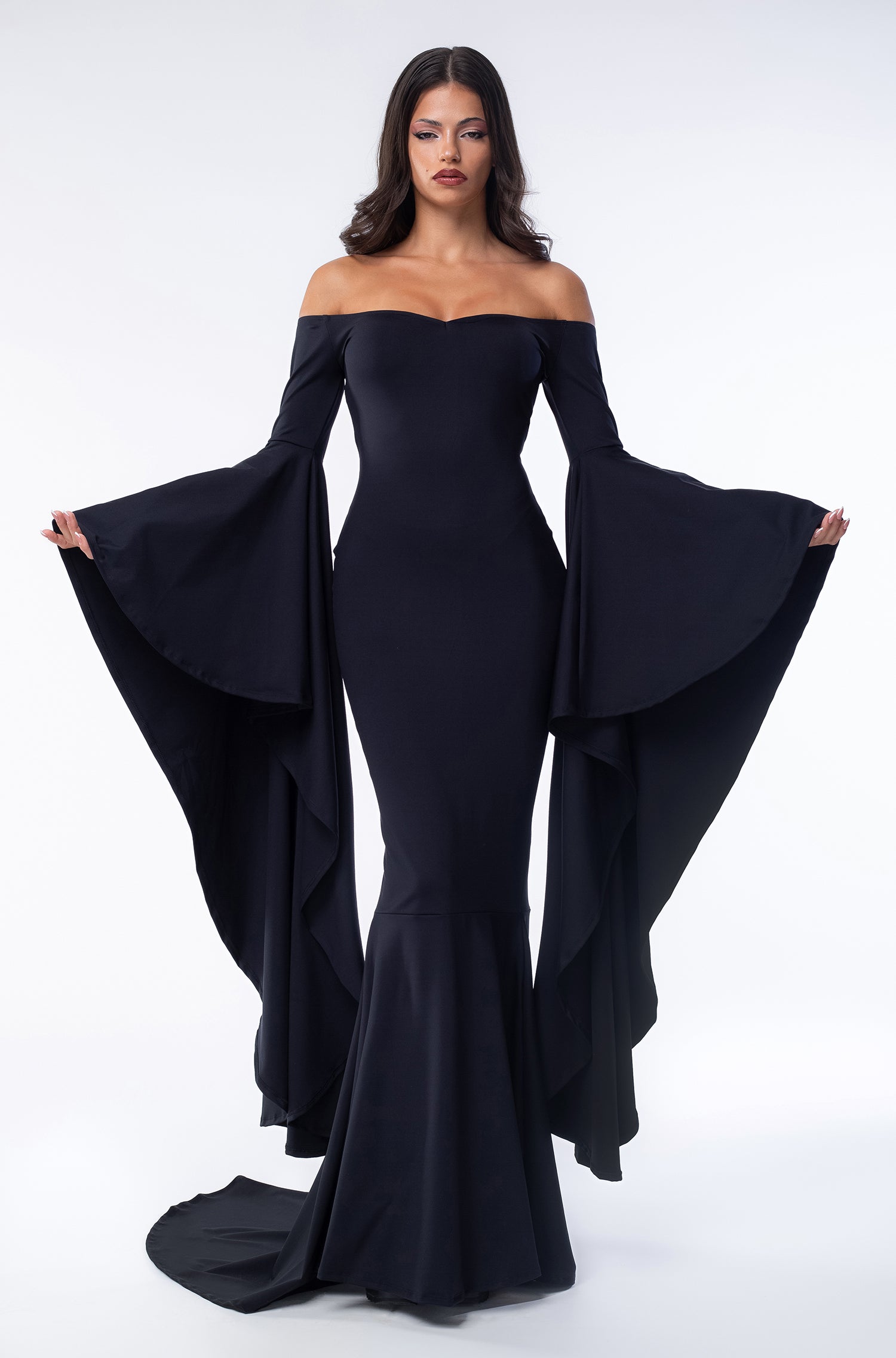 Gothic Grace Off-Shoulder Dress – BADINKA