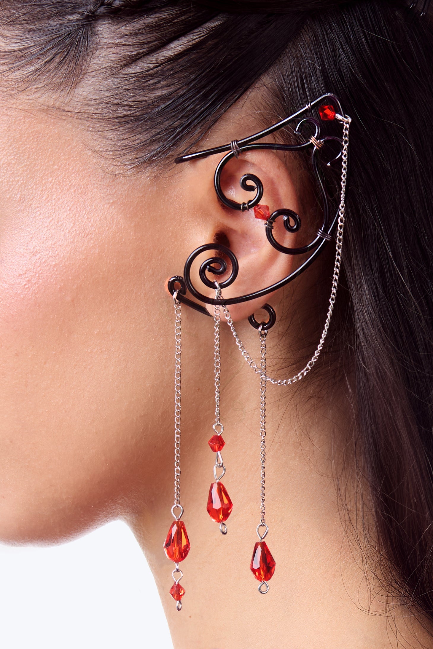 Blood Drop Chain Ear Cuffs - BADINKA
