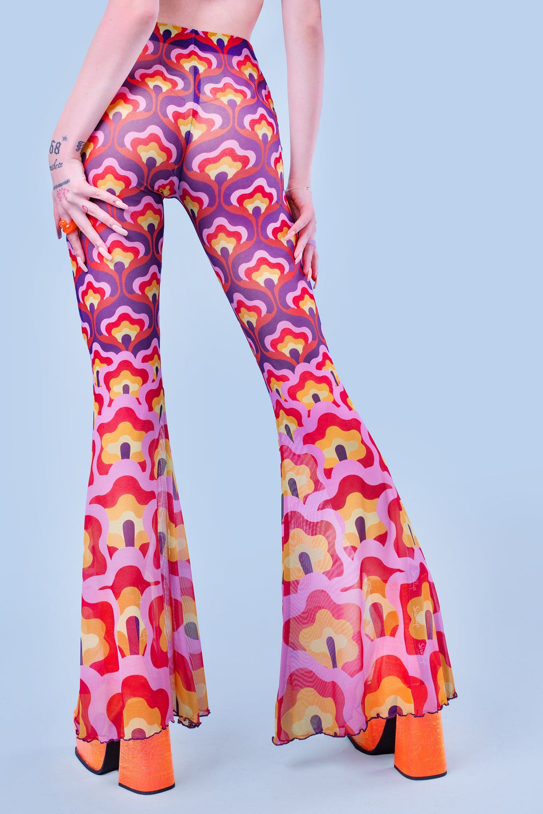 Flower Power Violet Bell Bottom Pants – BADINKA